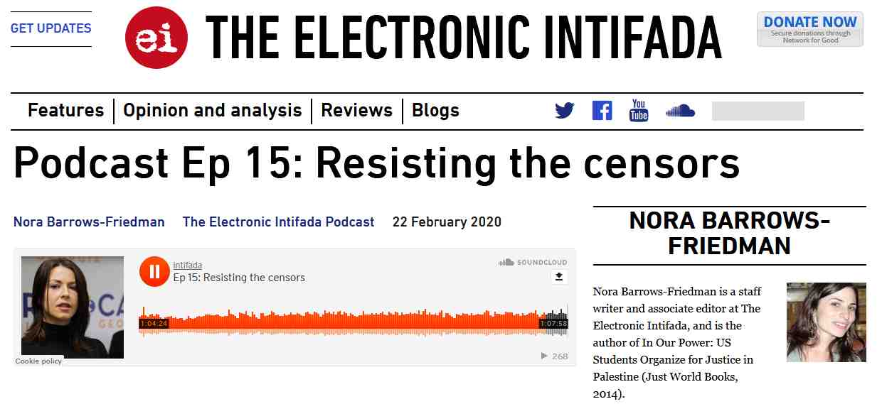 Resisting the Censors - Electronic Intifada Podcast – Interviews with Tony Greenstein and Abby ...