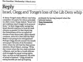 Surprising Sanity by the Jewish Chronicle’s Real Zionist - Tony Greenstein